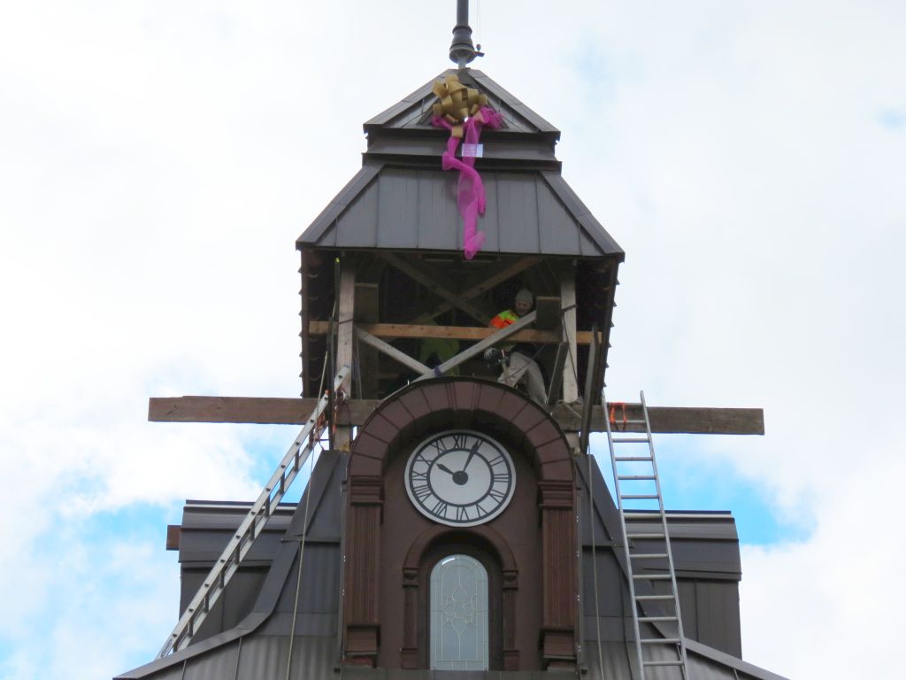 Spire raised to top of clock tower today (photos & video) | Whatcom News