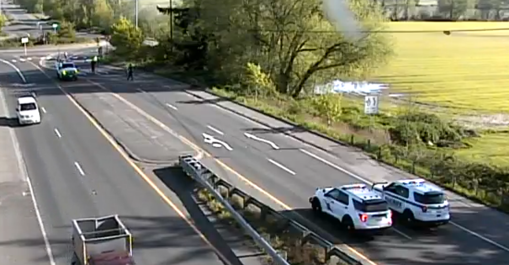 Load dropped on roadway temporarily closes northbound Guide Meridian ...